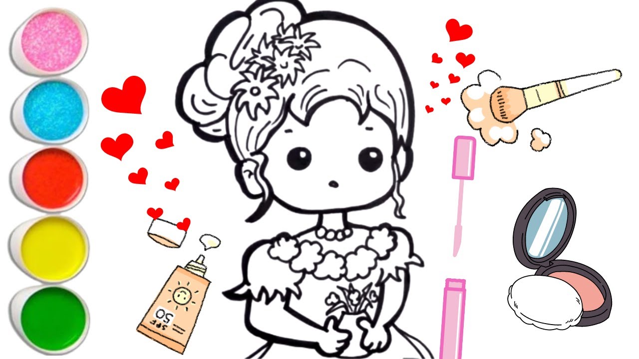 A Cute Doll and Her Makeup 🎨 Drawing & Coloring Fun for Kids & Toddlers ...