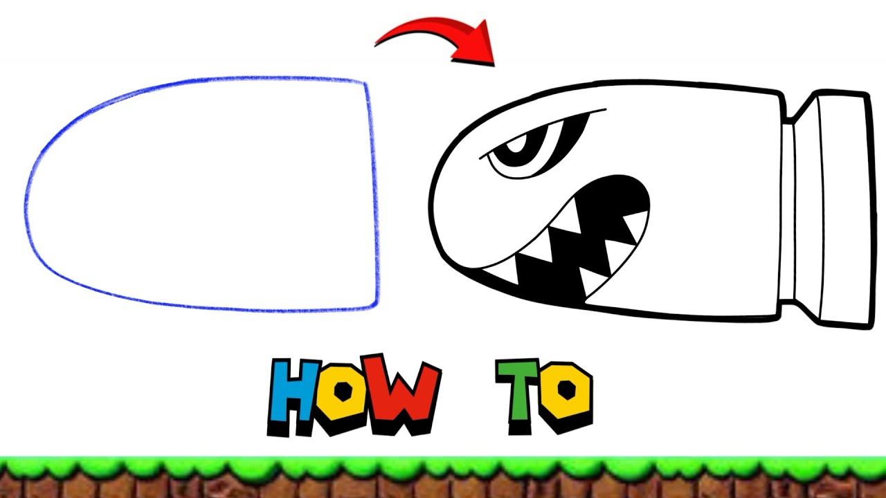 How To Draw BULLET BILL the easy way! - YouTube