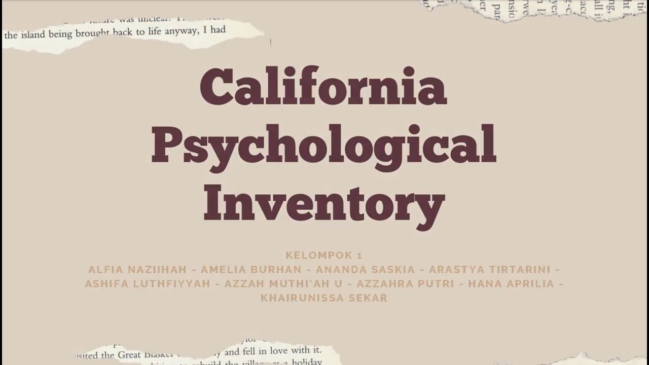 California Psychological Inventory - Kelompok 1 - YouTube