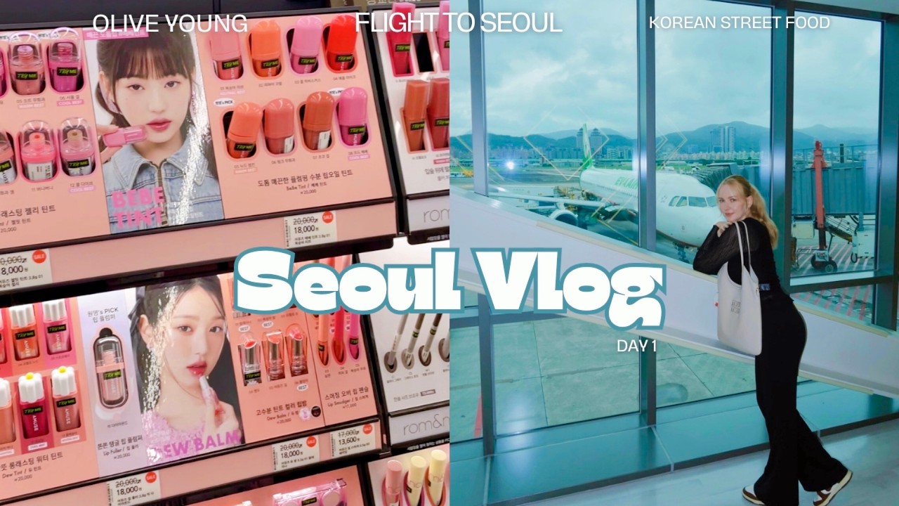 First time in Korea | Bumpy Flight to Seoul, Shopping at Olive Young, Korean Mukbang - YouTube