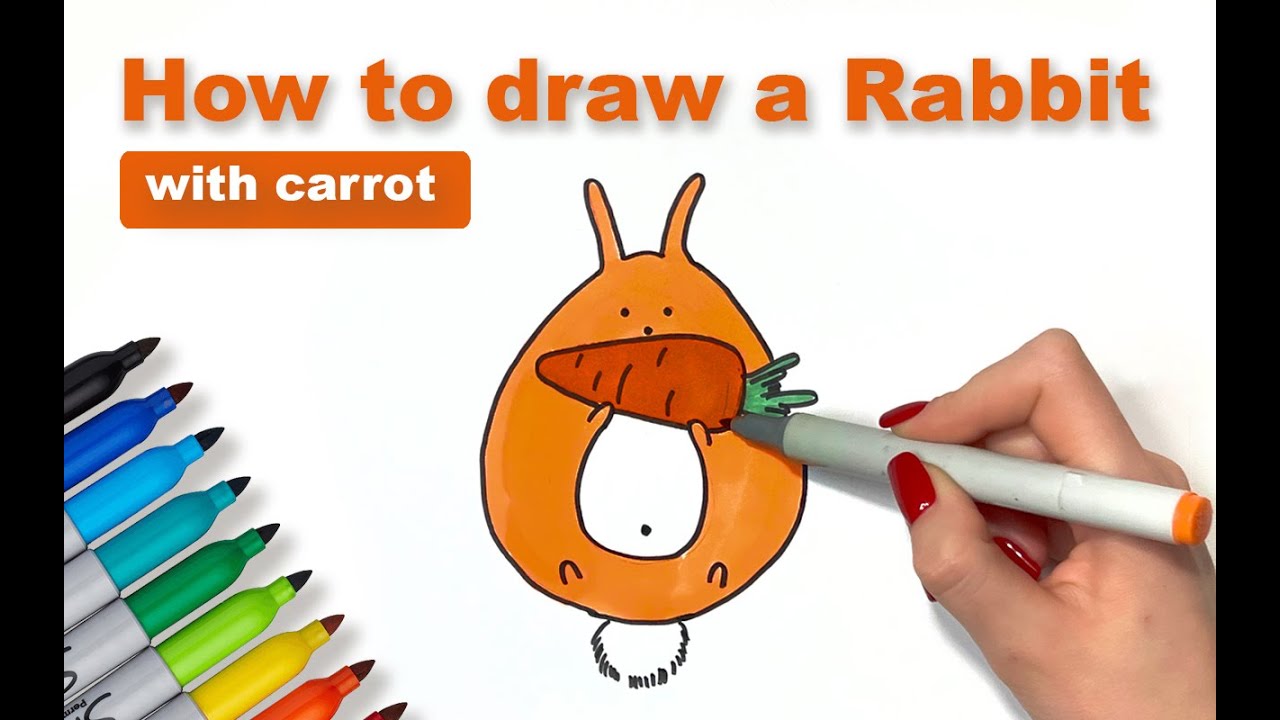 How to draw a Rabbit with the carrot | Easy Step by Step - YouTube