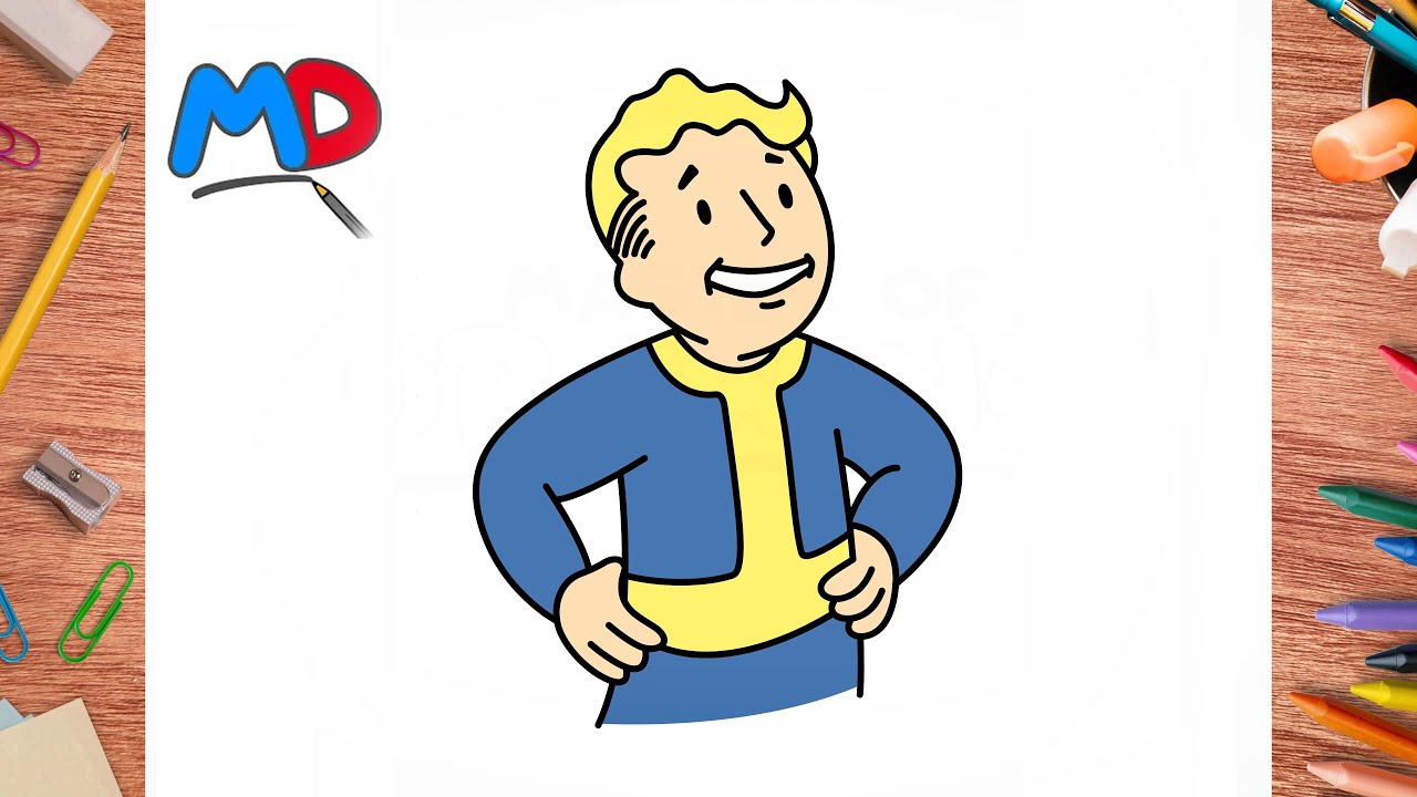HOW TO DRAW VAULT BOY FROM FALLOUT - YouTube