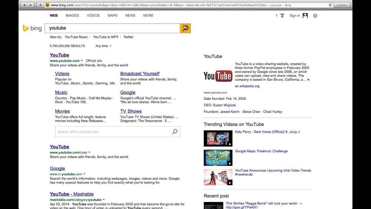 Bing tests a new interface - YouTube