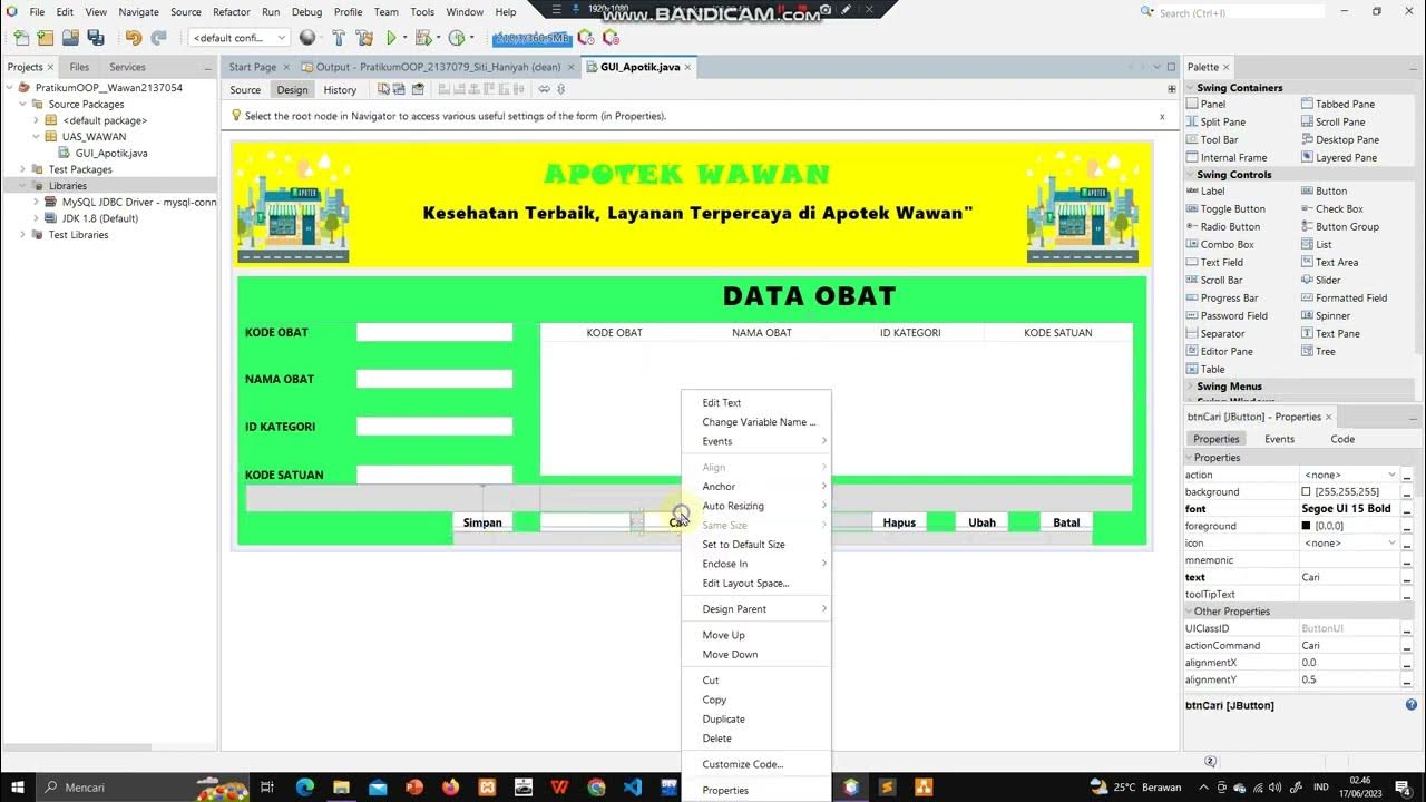 Pemograman Berorientasi Objek Java Netbeeans - Aplikasi Apotek dengan Database MySQL - YouTube
