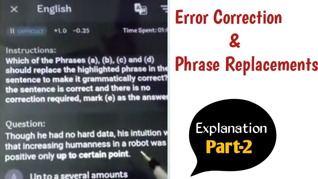 ERROR CORRECTION AND PHRASE REPLACEMENT QUIZ EXPLANATION PART-2 - YouTube