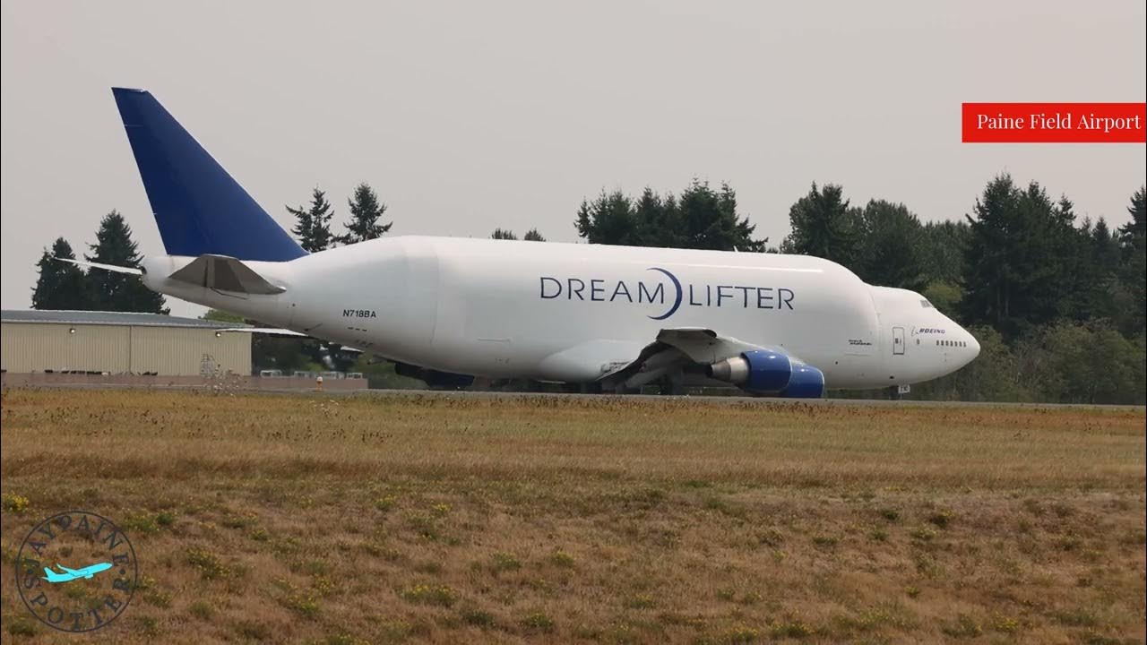 Boeing 747-400 LCF Dreamlifter Takeoff From PAE To CHS - YouTube