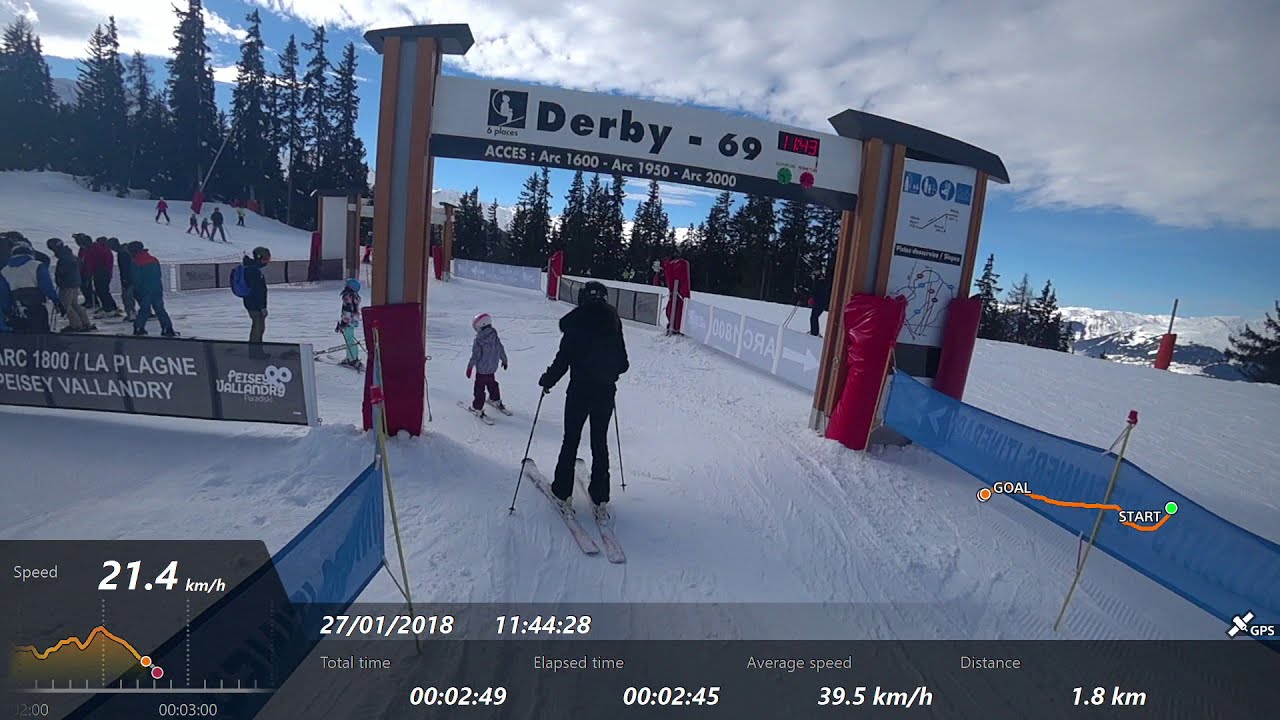 Derby lift ski run 20180126 Les Arcs - YouTube