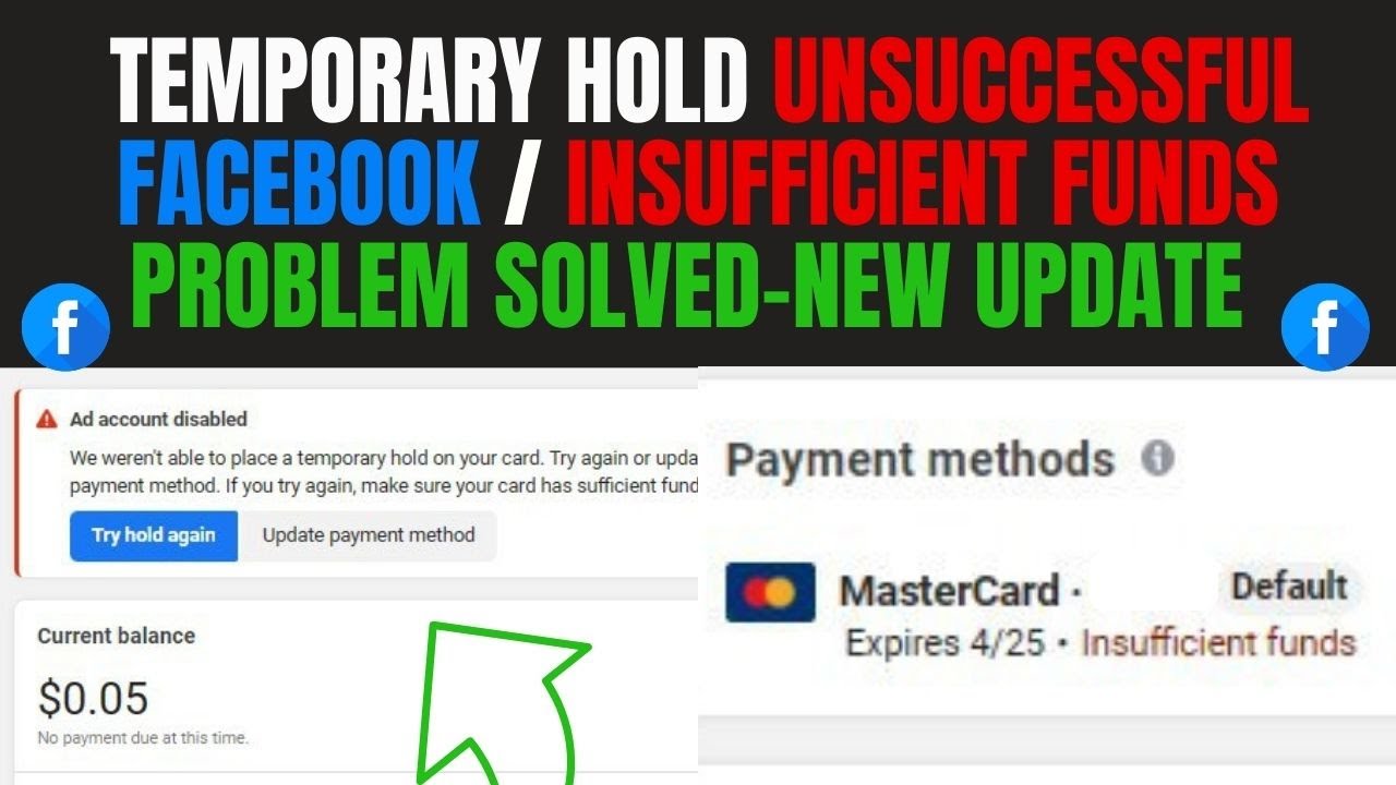 Facebook Temporary hold unsuccessful | Insufficient funds problem ...