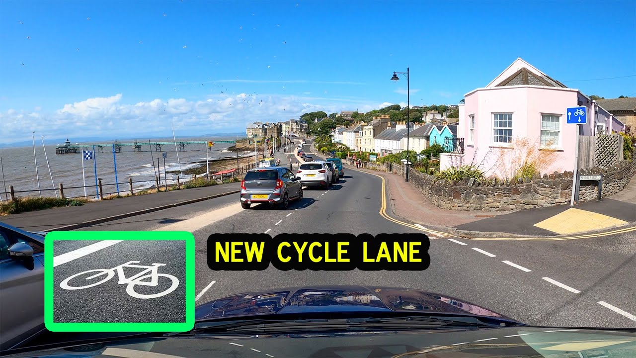 Clevedon seafront after controversial new road layout (cycle lane) 🚗 ...