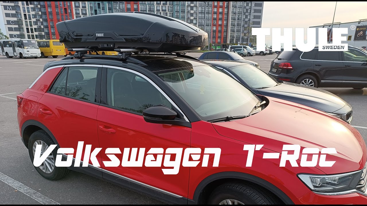 Roof rack bars with railing Thule Wingbar Edge for VW T-Roc Cargo Box ...
