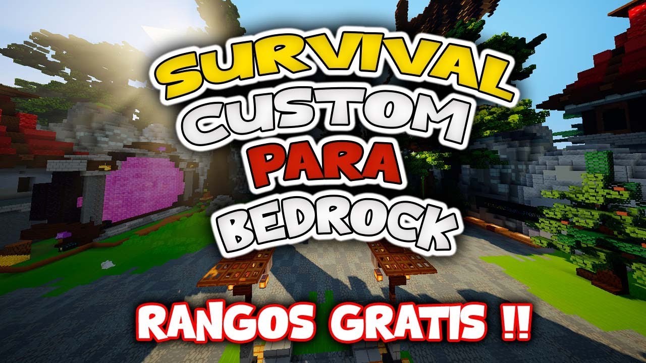 ESTE SERVIDOR TE REGALA RANGO POR JUGAR 😎 SURVIVAL CUSTOM PARA MINECRAFT PE | BEDROCK😲 - YouTube