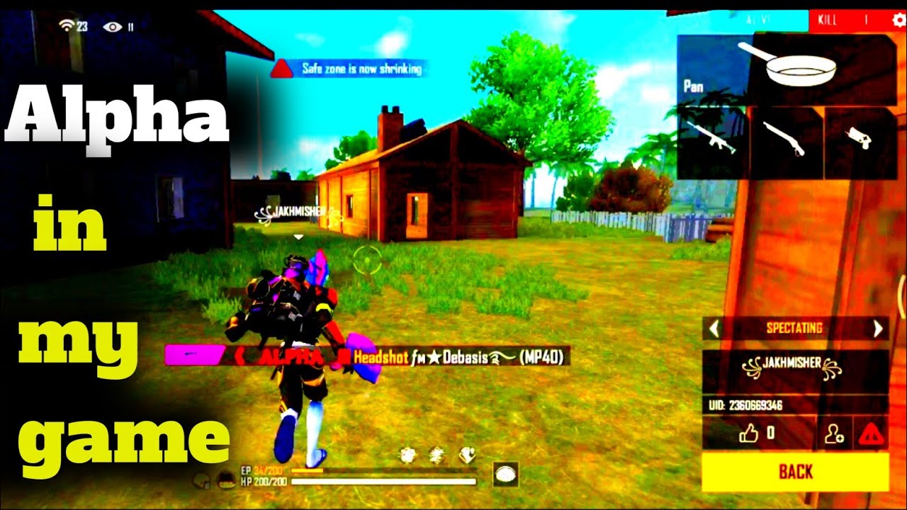 alpha free fire in my game 😱 watch total ️😈😱 - YouTube