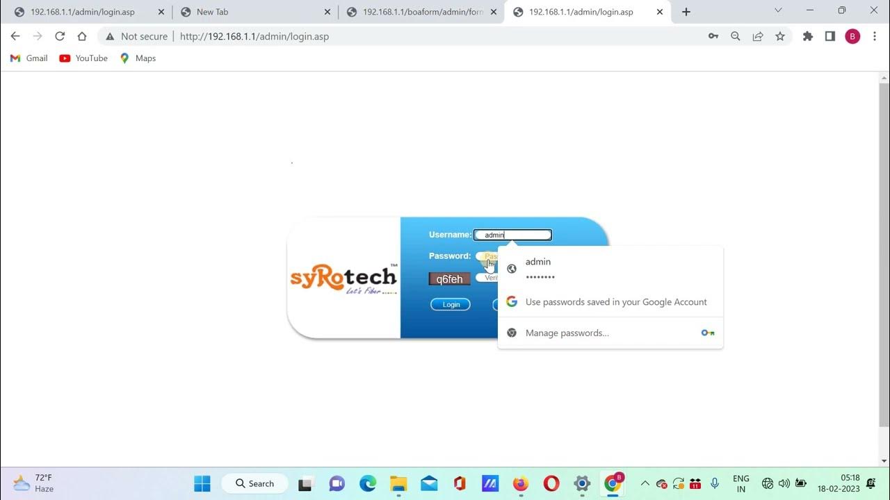 #Bad pass showing Syrotech Router /optronix #How to login into modem ...