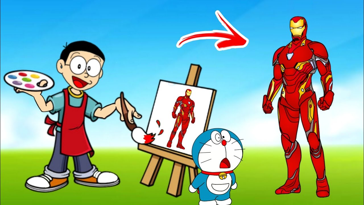 Shinchan And Nobita Draw Super Hero | Shinchan And Nobita Game | Funny ...
