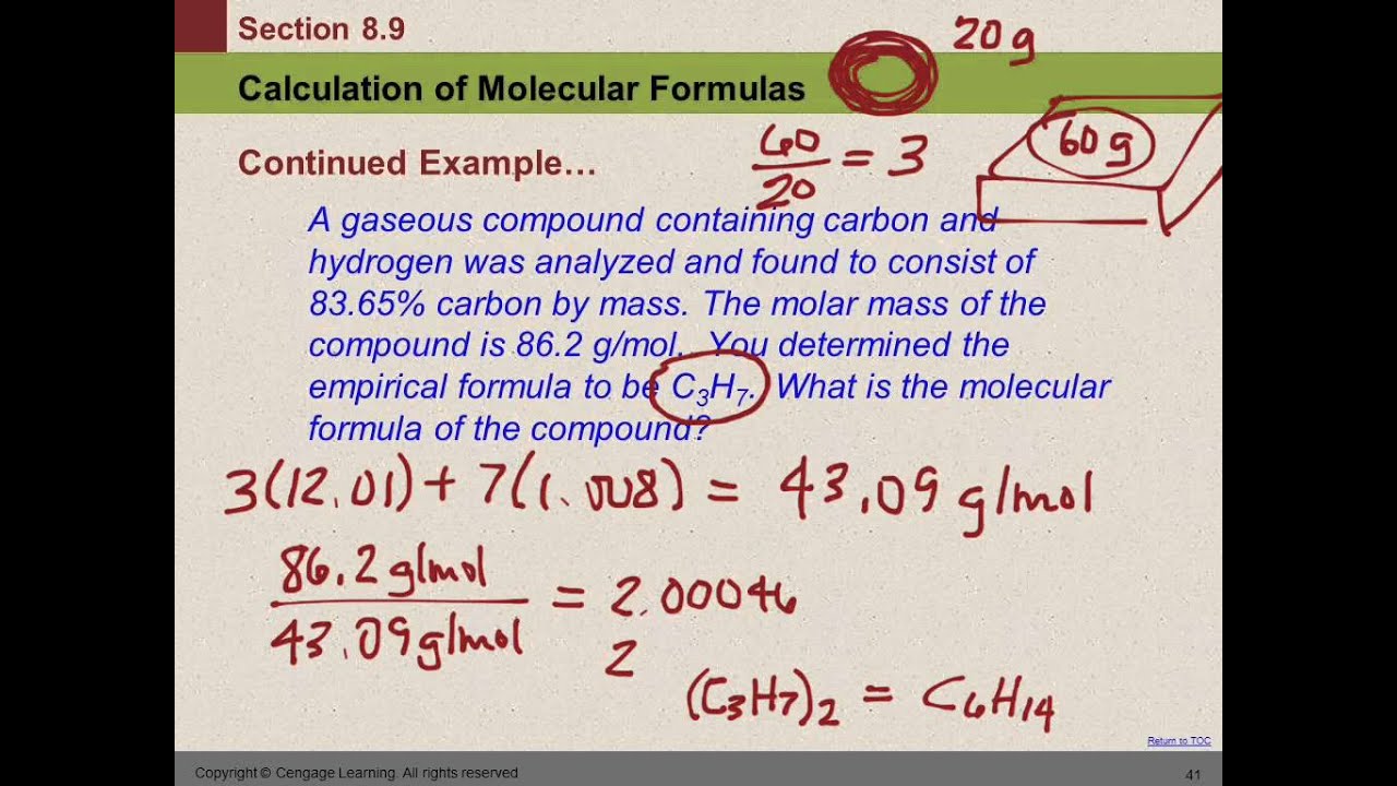 10 8.9 Calculation of Molecular Formulas - YouTube