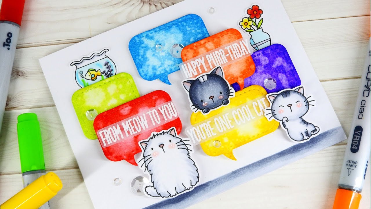 Rainbow Inspired Cats Card by Pretty Pink Posh - YouTube