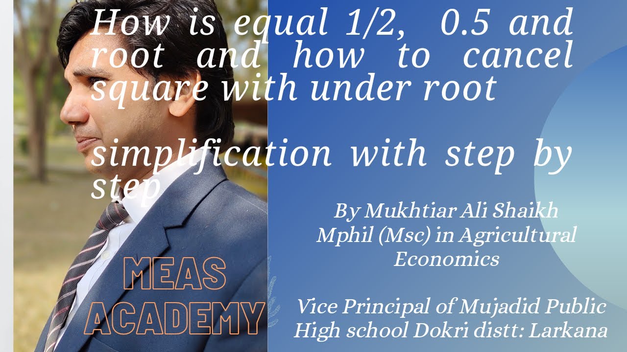 how is under root equal to 1/2 and 0.5 || how to cancel under root with ...