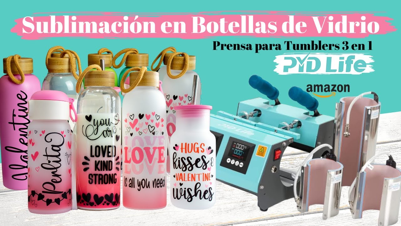 Como Sublimar Botellas y Vasos de Vidrio con Prensa para Tumblers ...