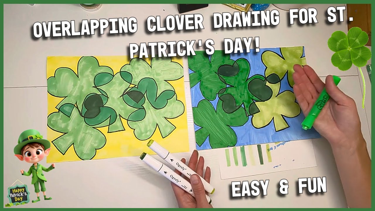 Easy & Fun Overlapping Clover Drawing for St. Patrick’s Day! ☘️ - YouTube