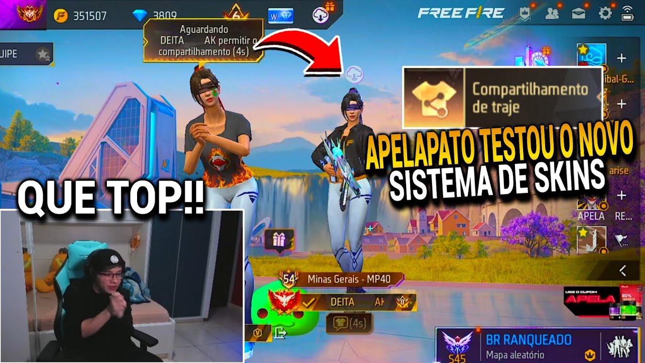 APELAPATO TESTOU O SISTEMA DE COMPARTILHAR SKINS COM OS AMIGOS NO FREE ...