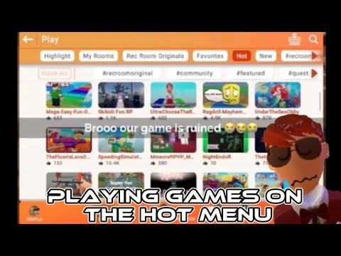 Playing games on the hot menu in REC ROOM - YouTube