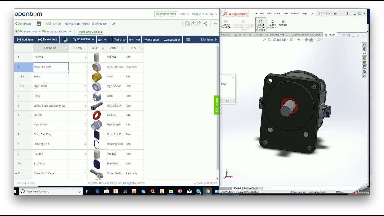 OpenBOM multi-level BOM for Solidworks - YouTube