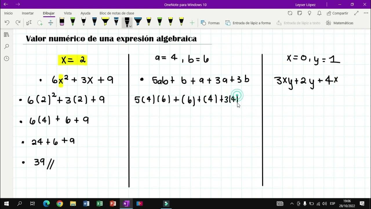Valor numérico de una expresión algebraica - YouTube