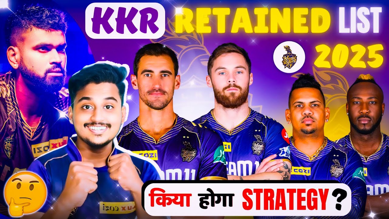 KKR Retained Players 2025 | KKR RETENTION & RTM STRATEGY IN IPL 2025 ...
