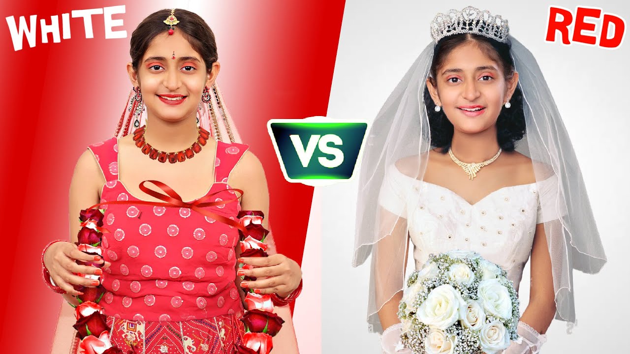 WHITE vs RED Challenge | Buying and Eating Everything in 1 Color in 24 ...