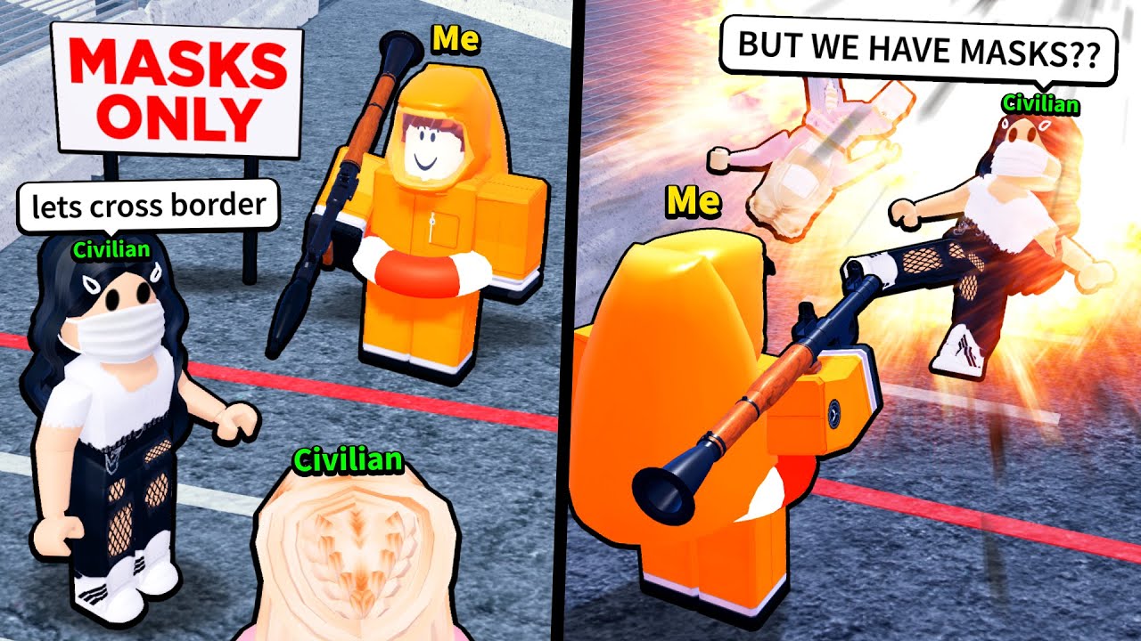 Roblox quarantine border but I explode noobs without masks - YouTube