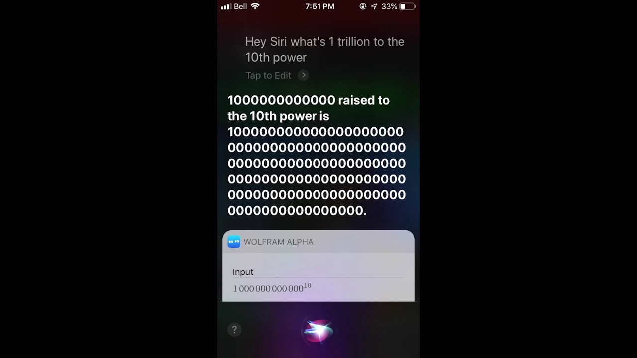 Asking Siri What Is 1 Trillion To The 10th Power YouTube