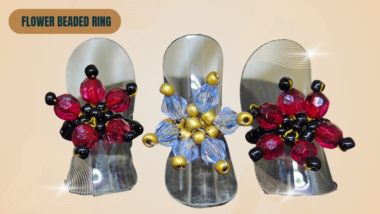 "Easy DIY Beaded Ring | Step-by-Step Flower Beaded Ring Tutorial 🌸💍" - YouTube