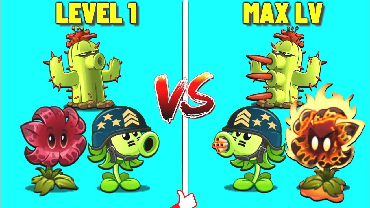 ALL PLANTS LEVEL 1 VS ALL PLANTS MAX LEVEL || PLANTS VS ZOMBIES PVZ2 ...