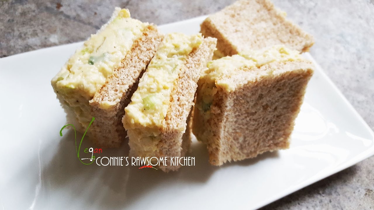 chickpea #3 EGGSALAD party sandwiches WITHOUT EGGS! | Connie's RAWsome ...