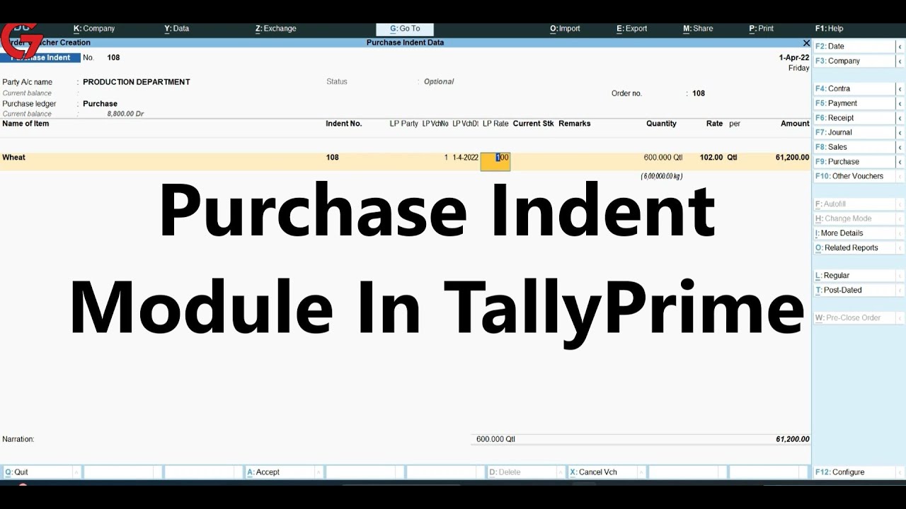 Purchase Indent Module In TallyPrime YouTube purchase-indent-module-in-tallyprime-youtube