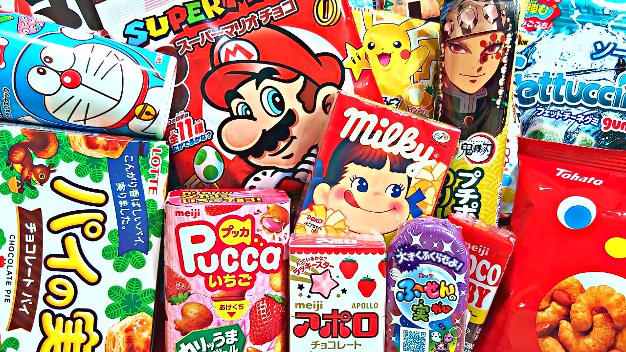 Opening JAPANESE CANDY, Doraemon, Pokemon, Super Mario, chocolate, sour ...