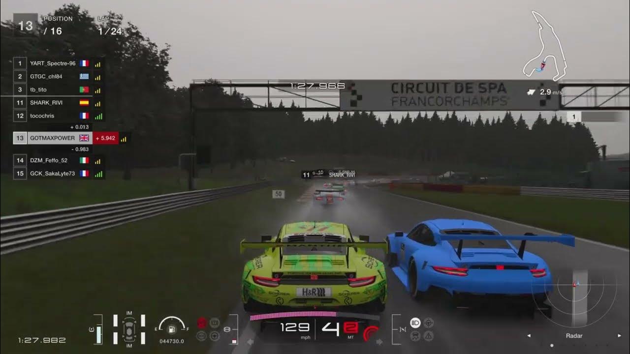 GT7: 16th To ??? - Wet Weather Racing - GTWS at Spa - YouTube