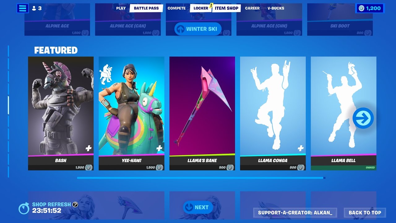 fortnite today in the Item shop - YouTube