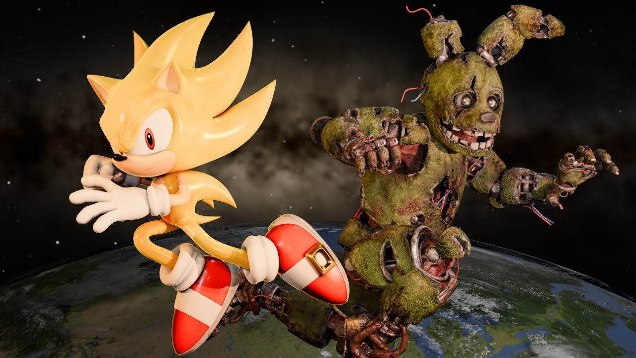 Super Sonic vs Springtrap Short Fight Blender Animation - YouTube
