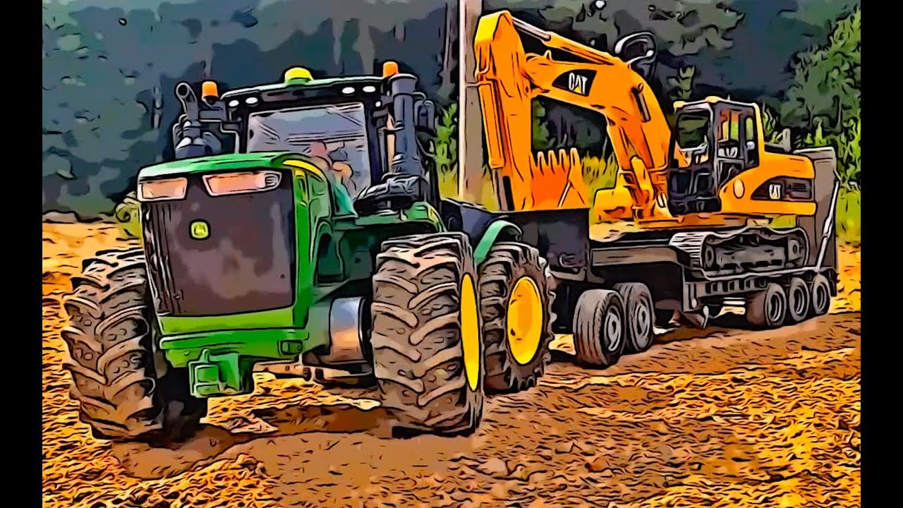 The First Comic TRACTOR John DEERE and Low loader truck - YouTube