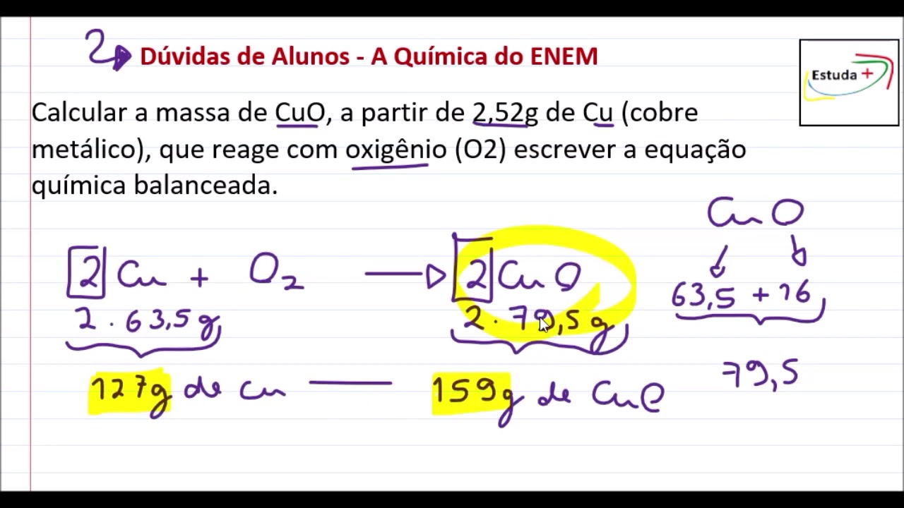 De Acordo Com Esse Quadro Qual Relação Estequiometrica