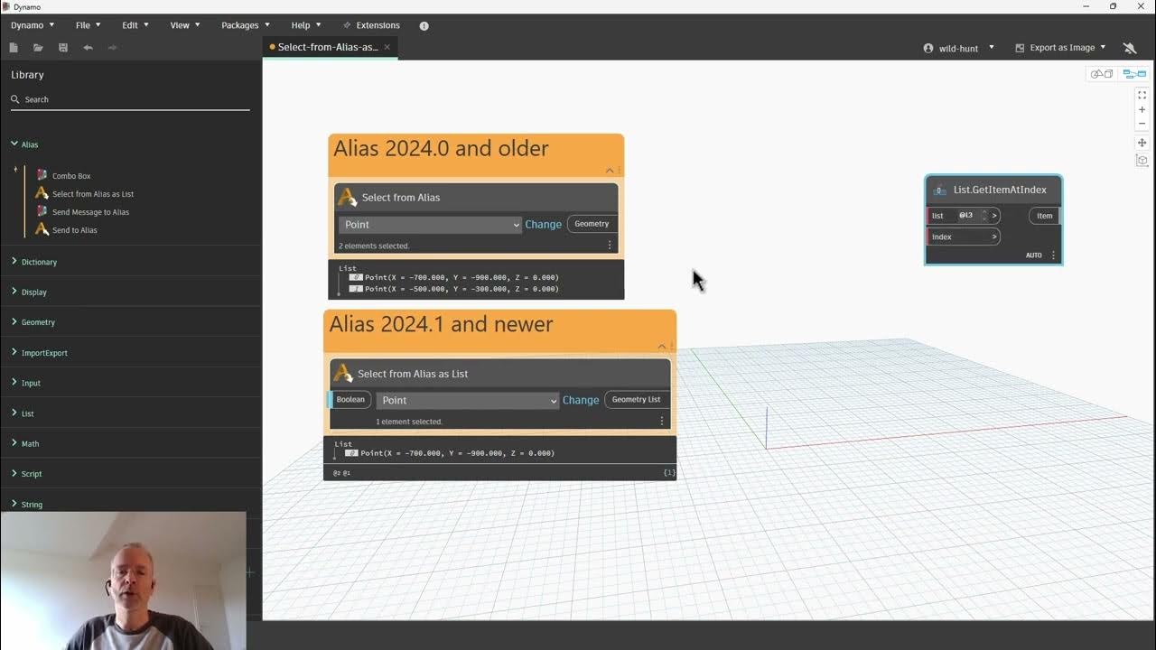 About "Select from Alias as List" nodes in Dynamos inside Alias 2024.1 and newer - YouTube