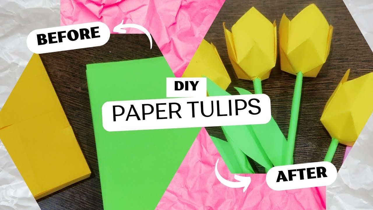 Simple Paper Tulips | Paper Flower Tutorial | DIY Flower Bouquet ...
