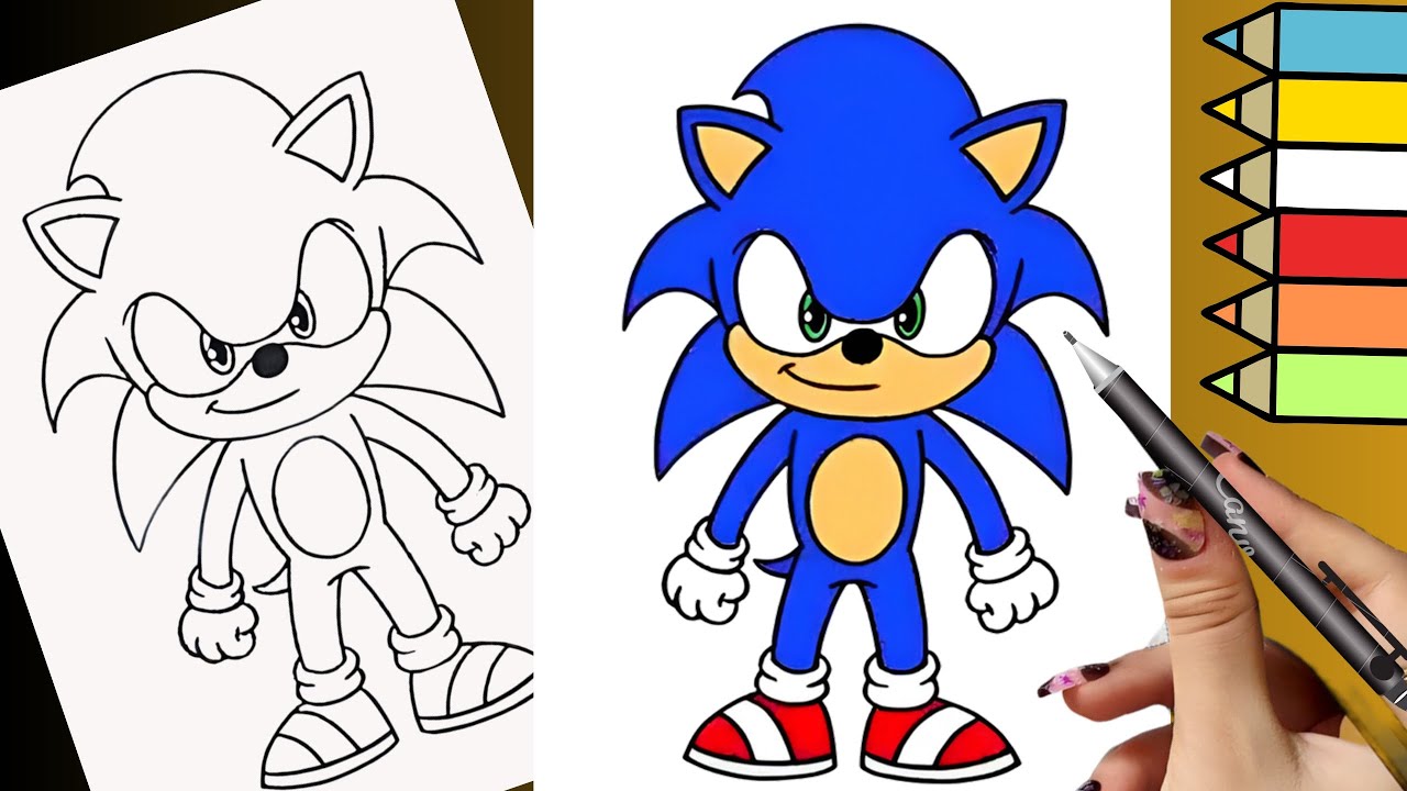 How To Draw Sonic The Hedgehog | Step By Step Tutorial - YouTube