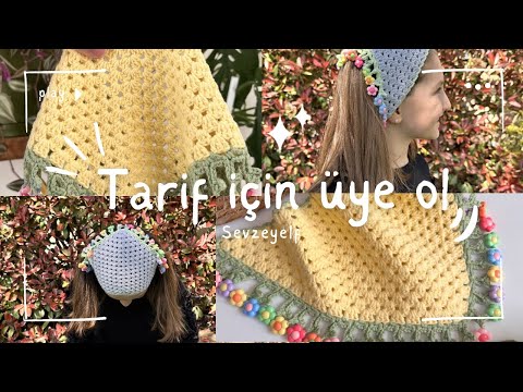 179 PAPATYA BONCUK  ÖRGÜ BANDANA TARİFİ