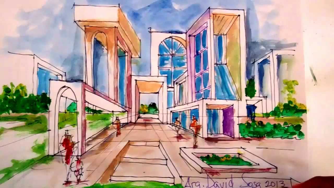 Perspectiva con un punto de fuga en la linea de horizonte Arq. David ...