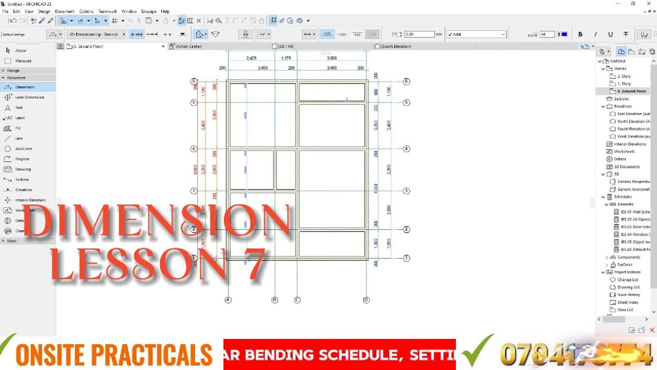 ARCHICAD LESSON 7 - DIMENSION TOOL - YouTube