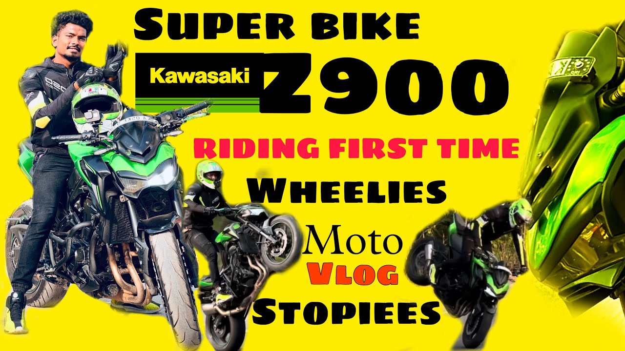 SUPER BIKE Kawasaki Z900 RIDING FIRST TIME IN WHEELIES & STOPIEES ...