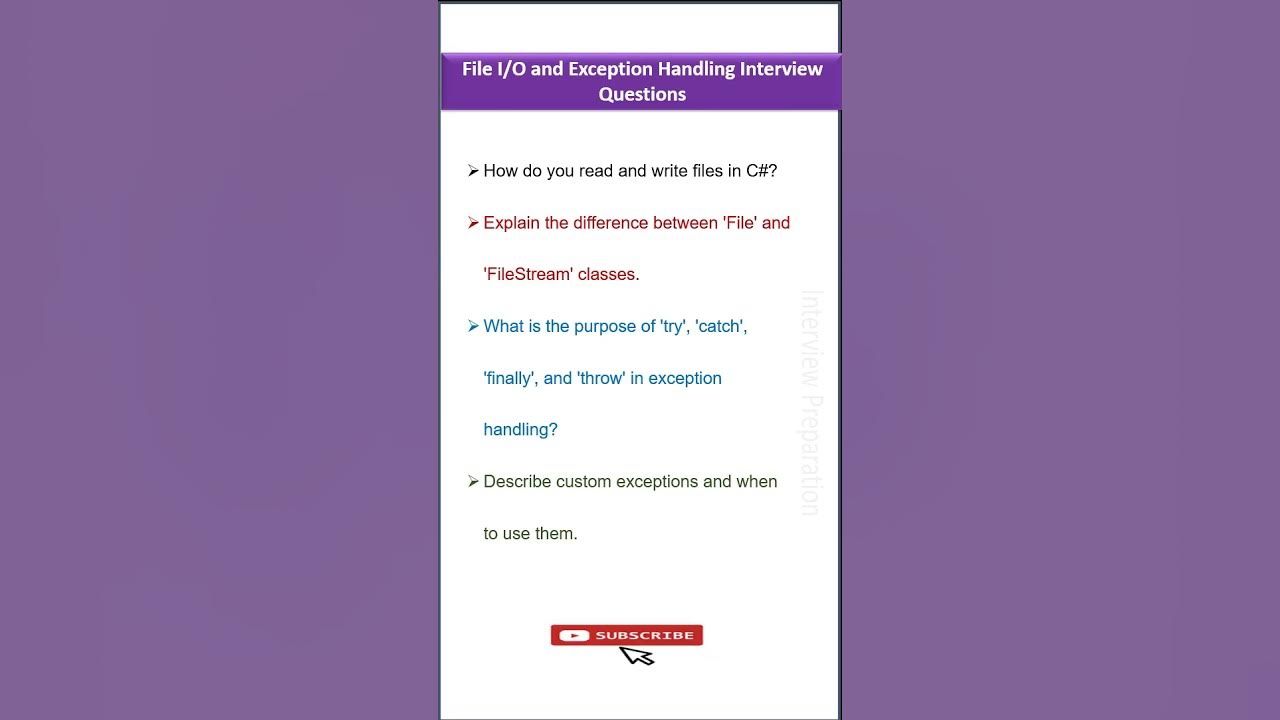 File I/O and Exception Handling Interview Questions #Csharp #interview #shorts - YouTube