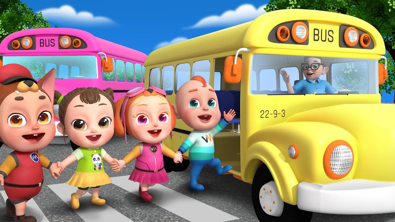 Wheels On The Bus Go Round and Round - School Bus Song | More Rosoo ...